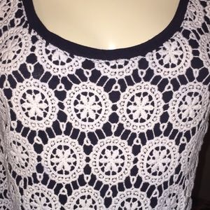 crown & ivy | Tops | Navy Under With White Crochet Laced Front Tank ...
